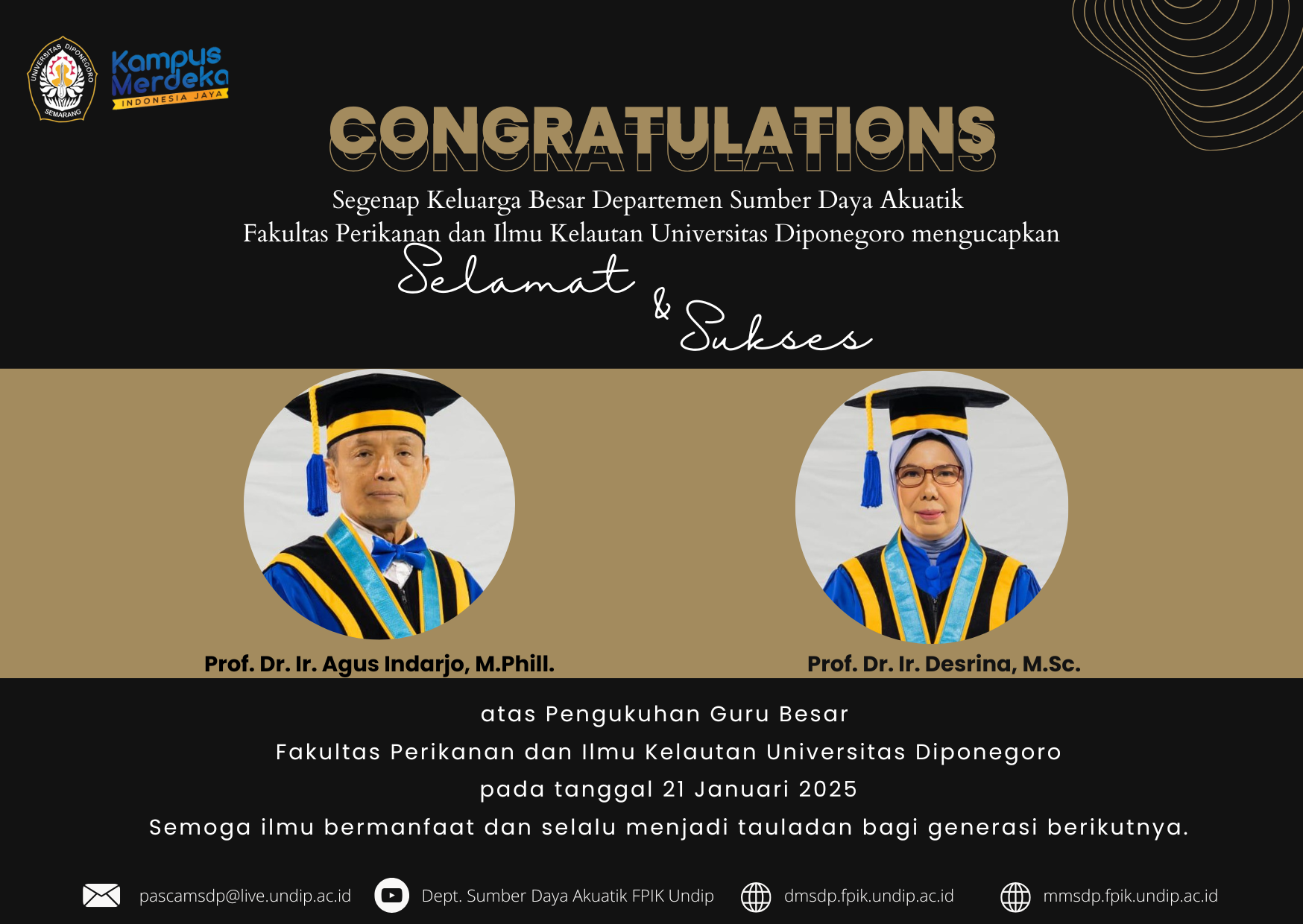 PENGUKUHAN GURU BESAR FPIK UNDIP - Doktor Manajemen Sumber Daya Perairan